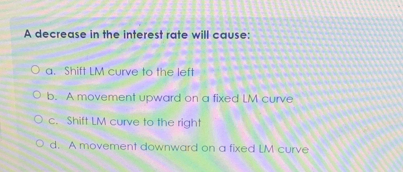 Solved A Decrease In The Interest Rate Will Causea ﻿shift 5789
