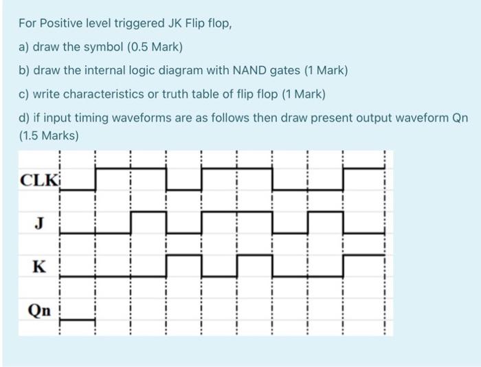 Solved For Positive level triggered JK Flip flop, a) draw | Chegg.com