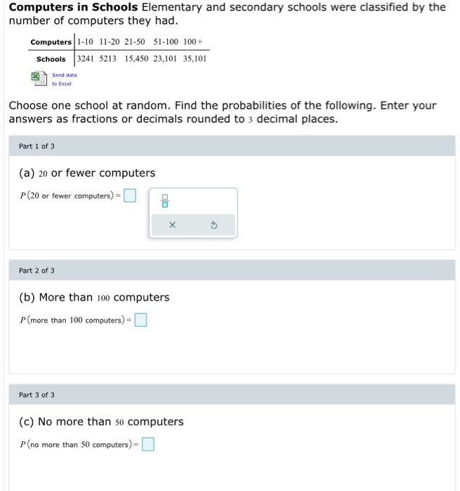 Solved Computers in Schools Elementary and secondary schools | Chegg.com