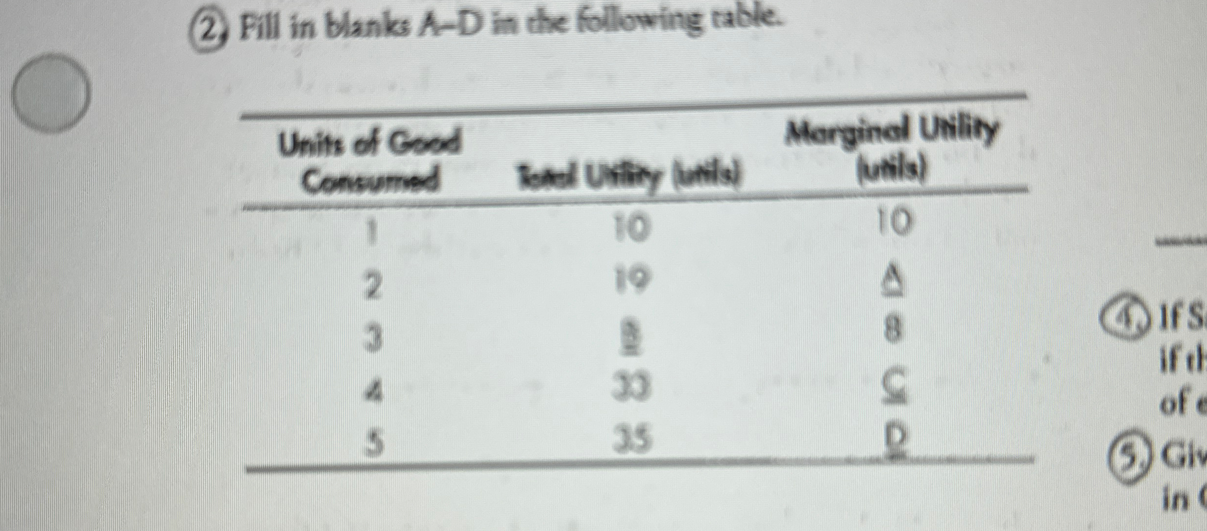 Solved Fill in blanks A-D in the following table. | Chegg.com