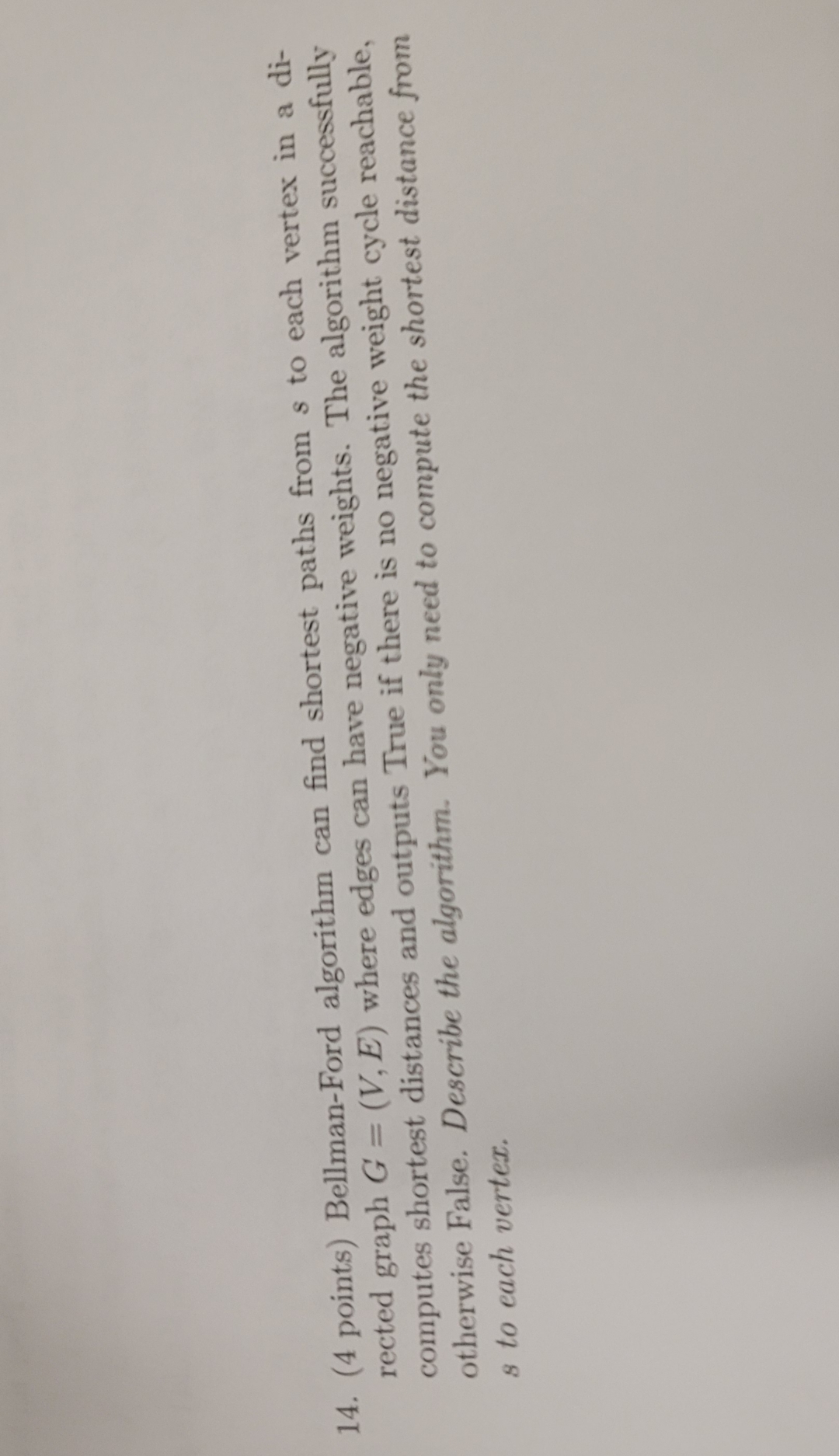 Solved (4 ﻿points) ﻿Bellman-Ford algorithm can find shortest | Chegg.com