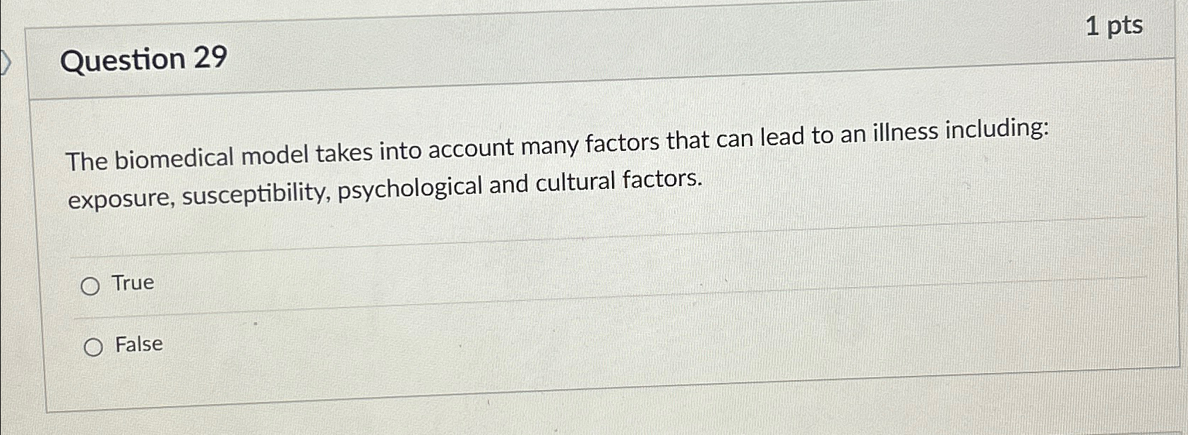 Solved Question 291 ﻿ptsThe biomedical model takes into | Chegg.com