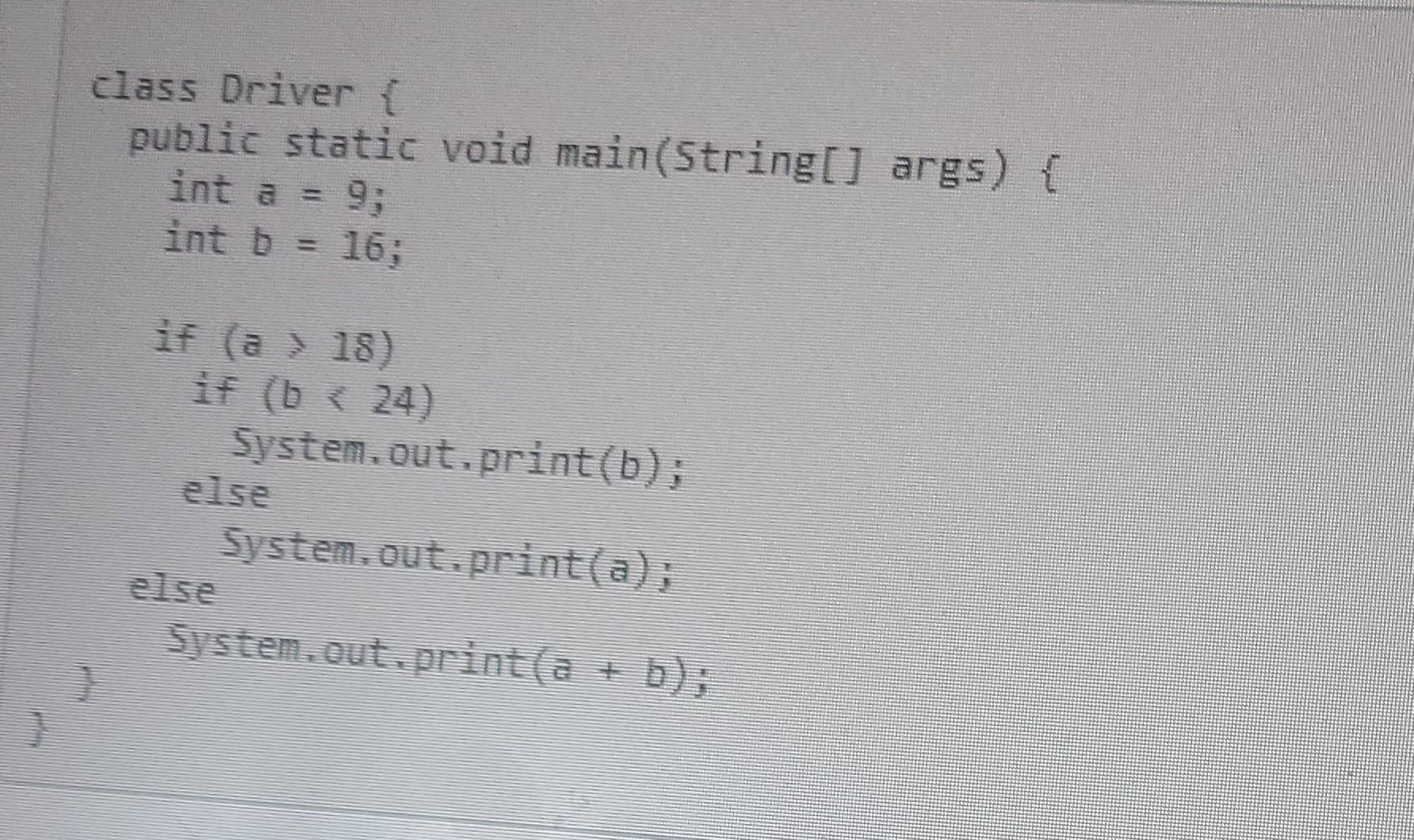 Solved MIN } class Driver { public static void main(String[] | Chegg.com
