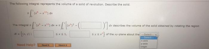 Solved The following integral represents the volume of a | Chegg.com