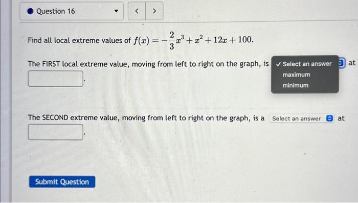 Solved Find all local extreme values of | Chegg.com