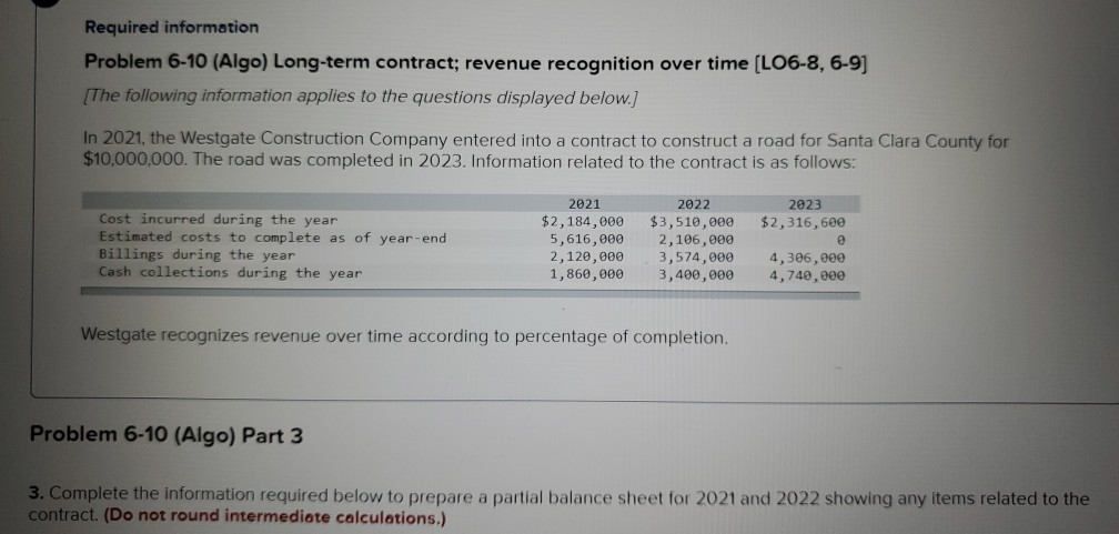 Solved Required information Problem 6-10 (Algo) Long-term | Chegg.com