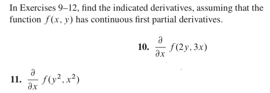 Solved In Exercises 9-12, ﻿find the indicated derivatives, | Chegg.com
