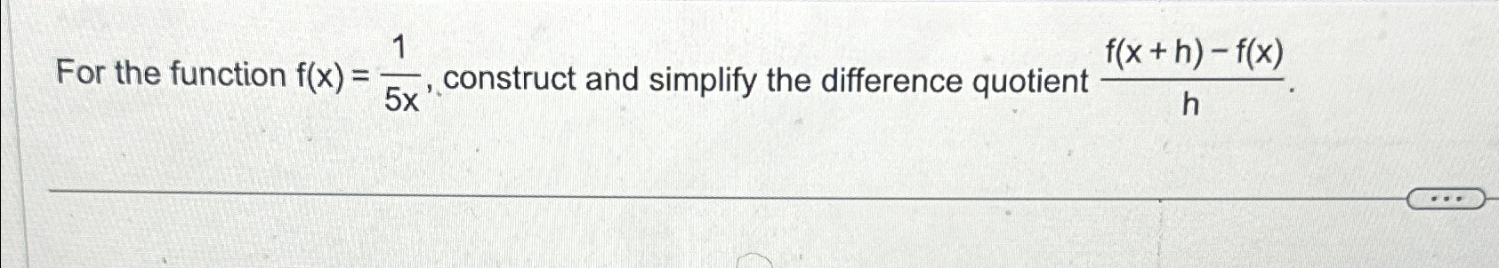 Solved For the function f(x)=15x, ﻿construct and simplify | Chegg.com