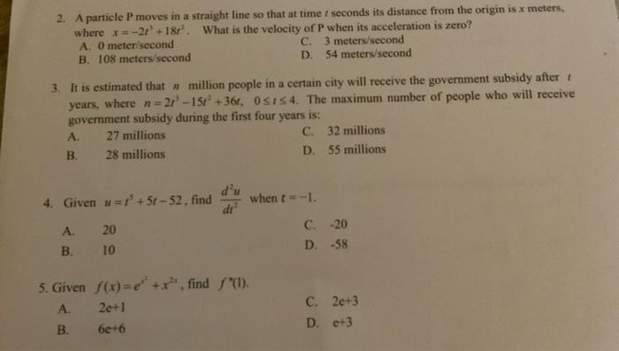 Solved 2. A particle P moves in a straight line so that at | Chegg.com