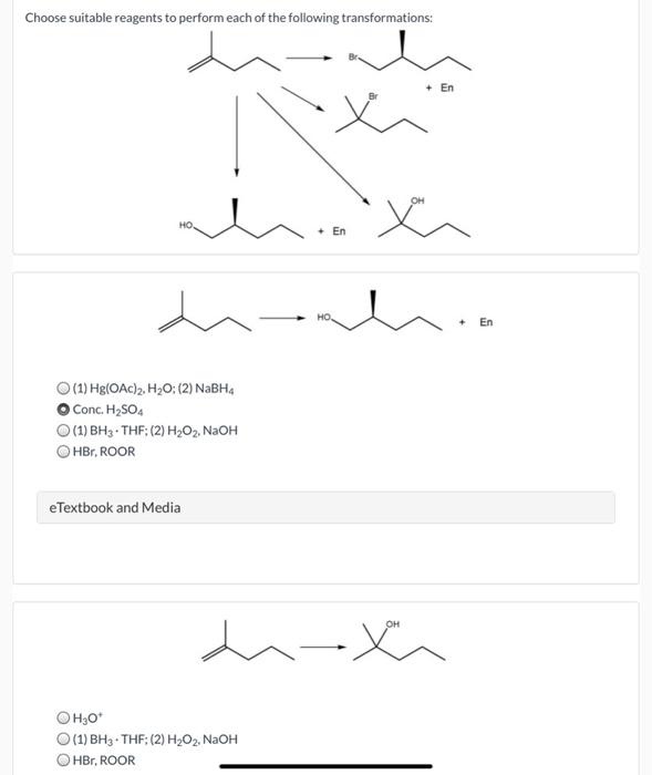 Solved Choose suitable reagents to perform each of the | Chegg.com