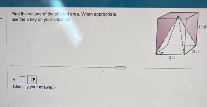 Solved Determine the volume of the shaded region. When | Chegg.com