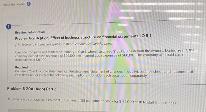Solved Required informotion Problem 8-20A (Algo) Effect of | Chegg.com