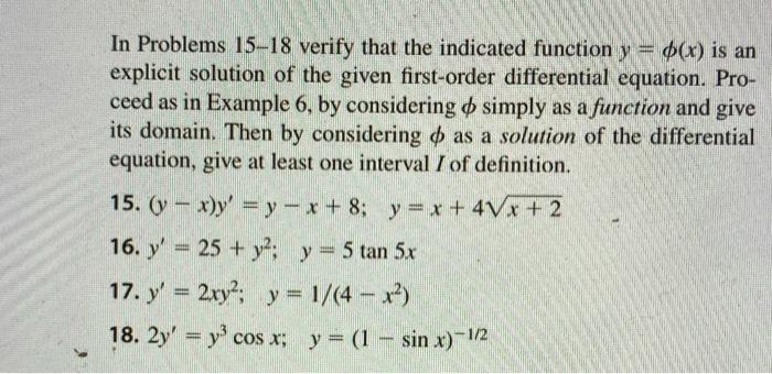 Solved In Problems 15 18 Verify That The Indicated Function