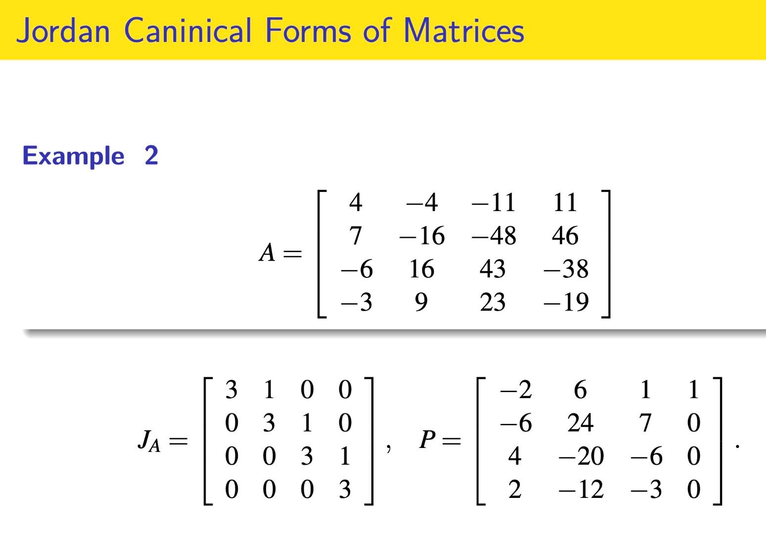 JORDAN CANINCAL FORMS OF MATRICES | Chegg.com