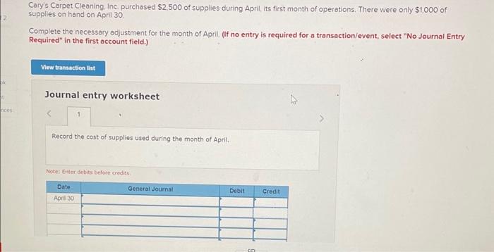 Solved Cary's Carpet Cleaning. Inc. purchased $2.500 of | Chegg.com