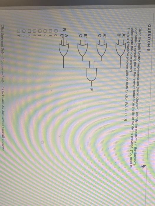 Solved Question 8 Given The Truth Function Implementation 3754