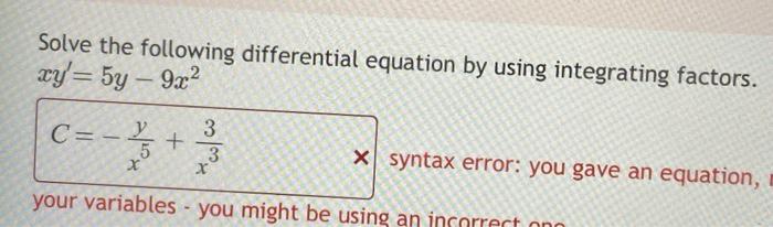 Solved Solve the following differential equation by using | Chegg.com