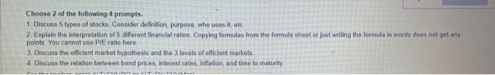 Solved Choose 2 of the following 4 prompts. 1. Discuss 5 | Chegg.com