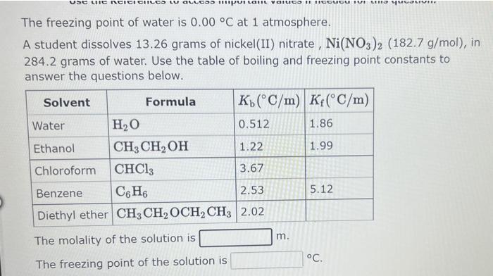 Solved The freezing point of benzene, C6H6, is 5.50∘C at 1 | Chegg.com