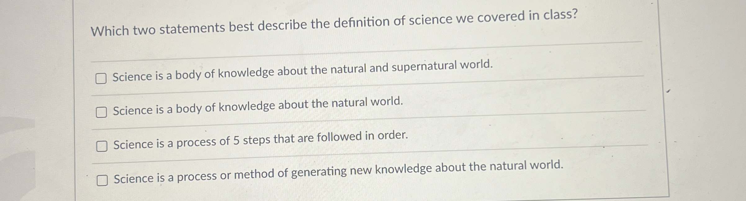 Solved Which two statements best describe the definition of | Chegg.com