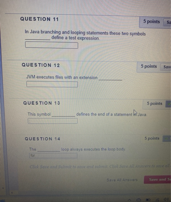 Solved Question 11 5 Points Sa In Java Branching And Looping