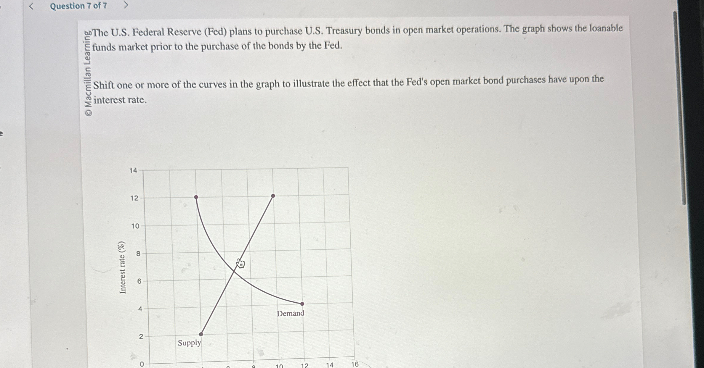 Solved Question 7 ﻿of 7a0The U.S. ﻿Federal Reserve (Fed) | Chegg.com