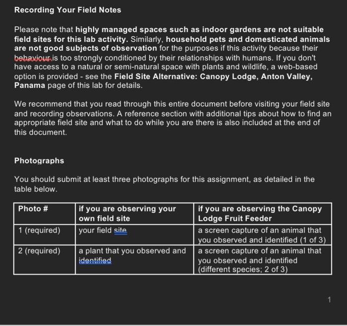 Solved Observations: Animal Behaviour Select one animal | Chegg.com