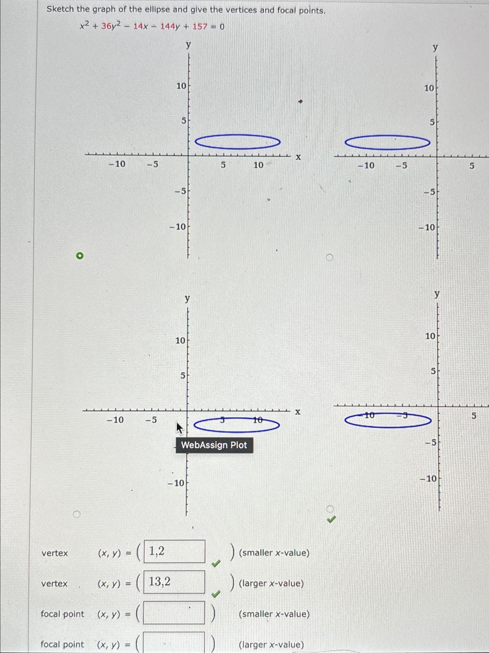 Solved Sketch the graph of the ellipse and give the vertices | Chegg.com