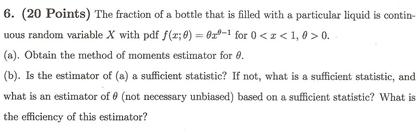 Solved The fraction of a bottle that is filled with a | Chegg.com