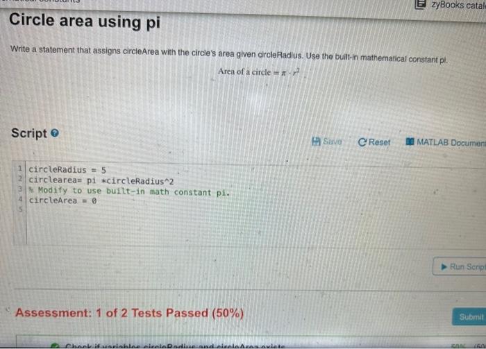 Solved Write a statement that assigns circleArea with the | Chegg.com