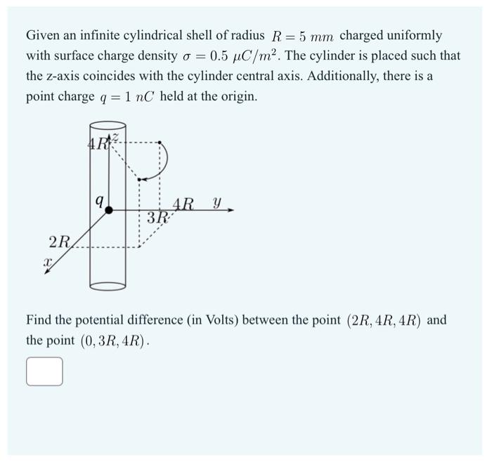 Solved Given an infinite cylindrical shell of radius \\( R=5 | Chegg.com