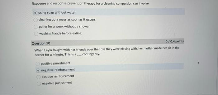 Solved Exposure and response prevention therapy for a | Chegg.com