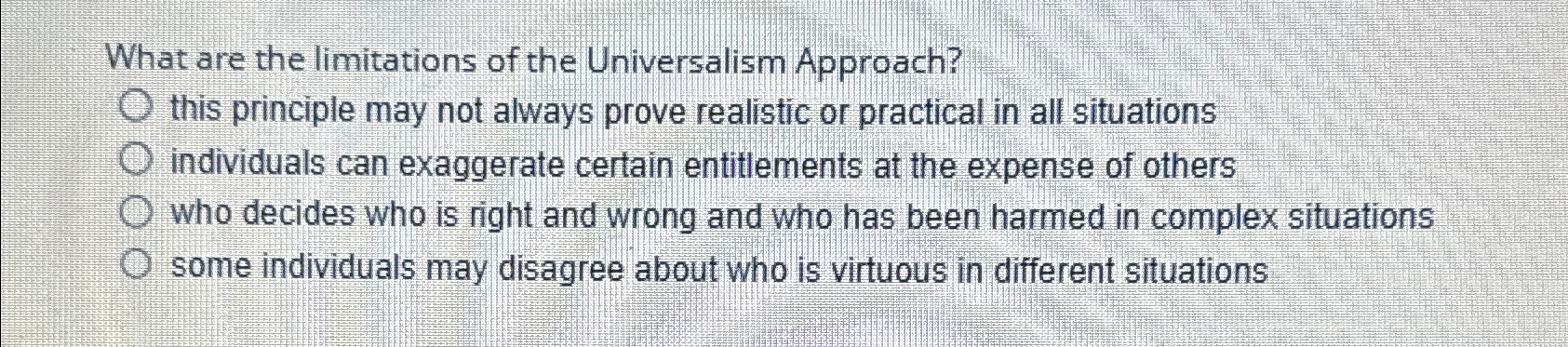 Solved What are the limitations of the Universalism | Chegg.com