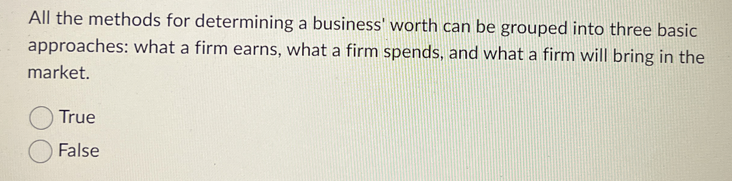 Solved All the methods for determining a business' worth can | Chegg.com