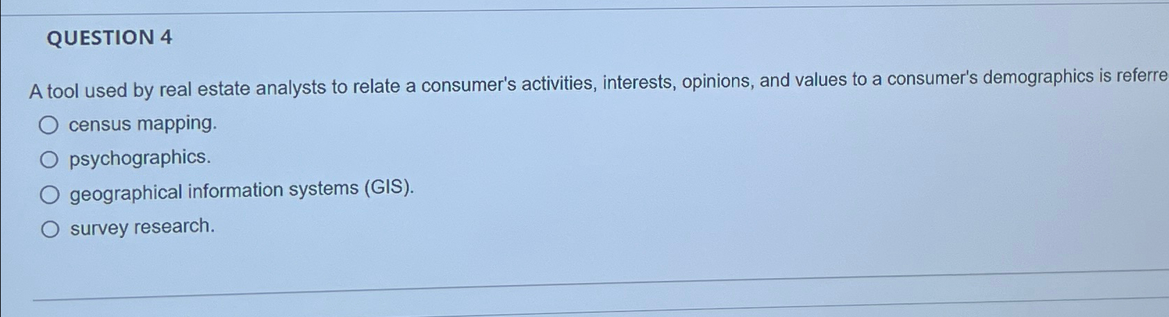 Solved QUESTION 4A tool used by real estate analysts to | Chegg.com