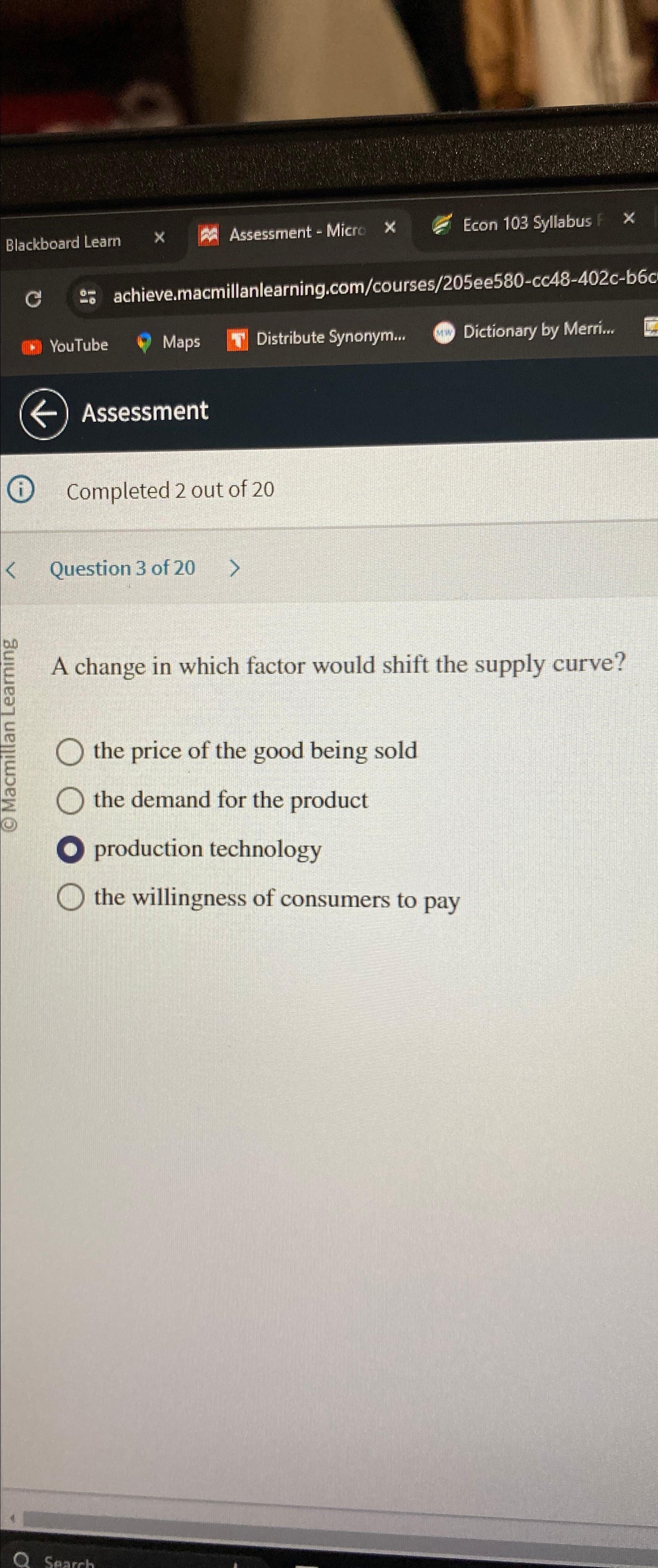 Solved Blackboard LeamAssessment - ﻿MicroEcon 103 | Chegg.com