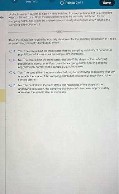 Solved Part 1 ﻿of 2Points: 0 ﻿of 1A simple random sample of | Chegg.com