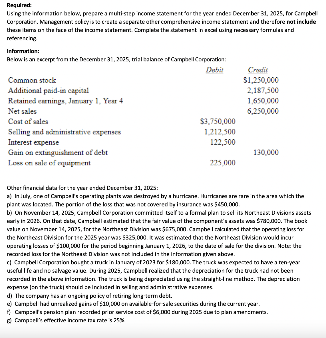 Solved Required:Using the information below, prepare a | Chegg.com