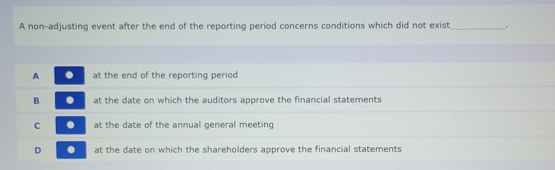 Solved A non-adjusting event after the end of the reporting | Chegg.com