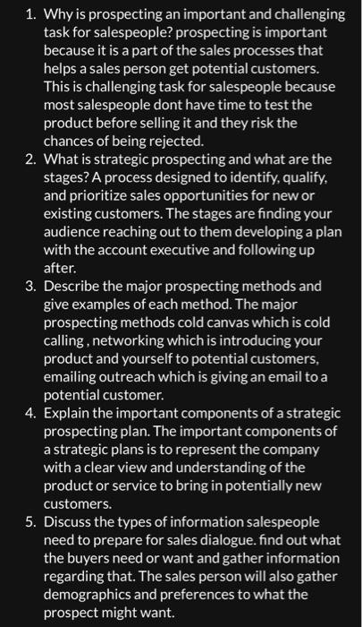 1. Why is prospecting an important and challenging | Chegg.com