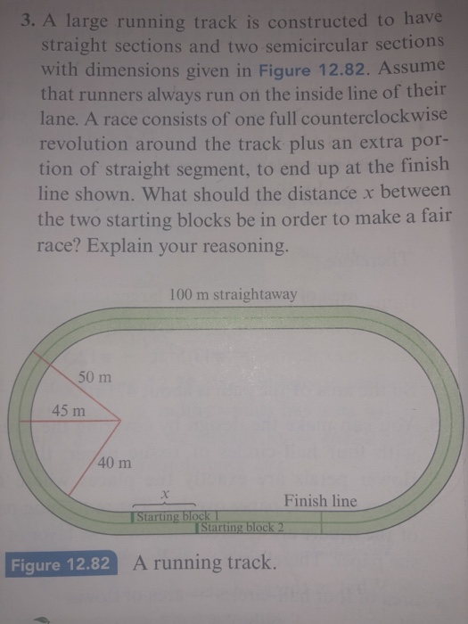 Solved 3. A large running track is constructed to have | Chegg.com