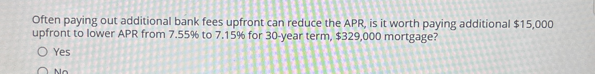 Solved Often paying out additional bank fees upfront can | Chegg.com