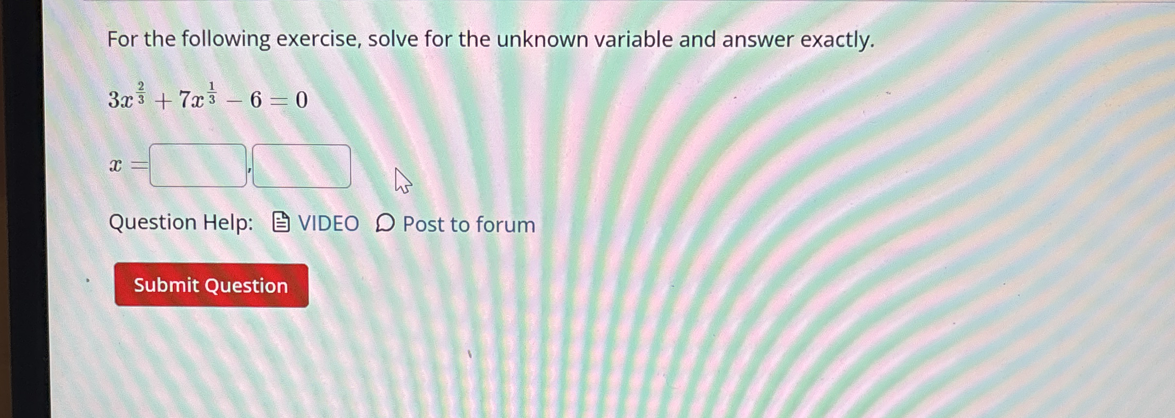 Solved For the following exercise, solve for the unknown | Chegg.com