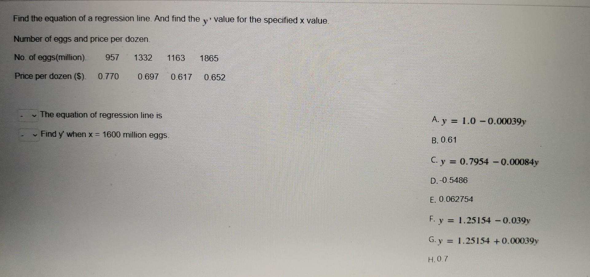 Solved Find the equation of a regression line. And find the | Chegg.com