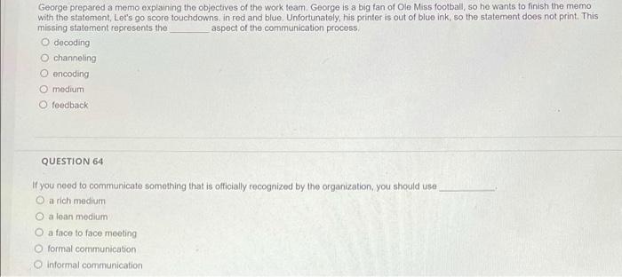 Solved George prepared a memo explaining the objectives of | Chegg.com