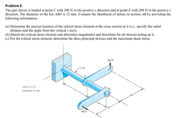 Problem 6 The part shown is loaded at point C with | Chegg.com