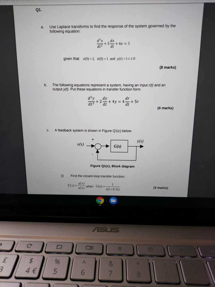 Solved Q1. a. Use Laplace transforms to find the response of | Chegg.com