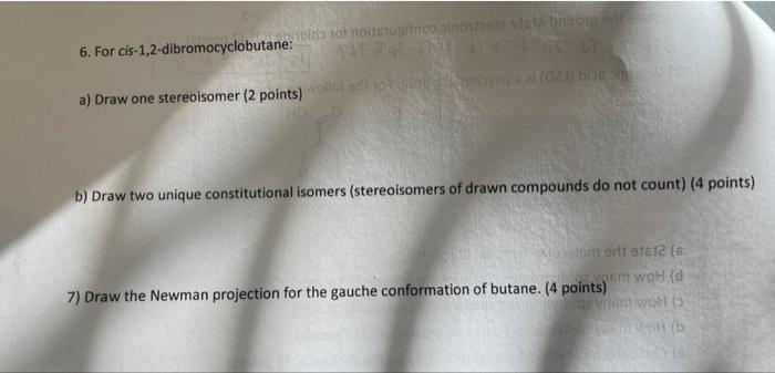 Solved 6. For cis-1,2-dibromocyclobutane: a) Draw one | Chegg.com
