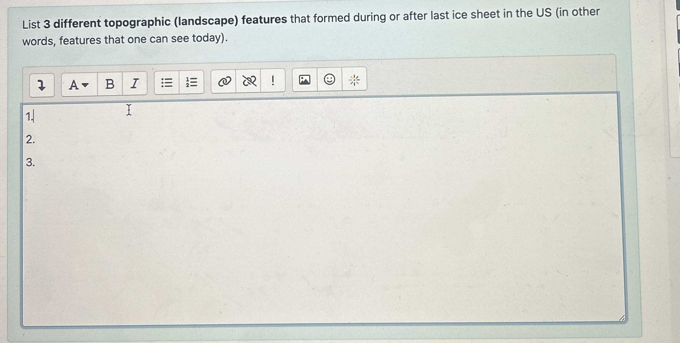 Solved List 3 ﻿different topographic (landscape) ﻿features | Chegg.com