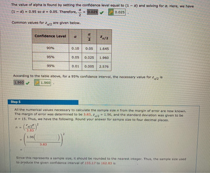 Solved The value of alpha is found by setting the confidence | Chegg.com